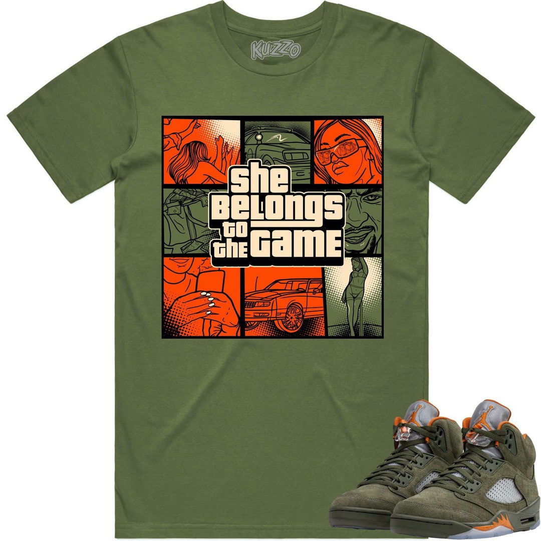 Jordan Retro 5 Olive 5s Shirt to Match CELADON BELONGS TO the Game - Etsy