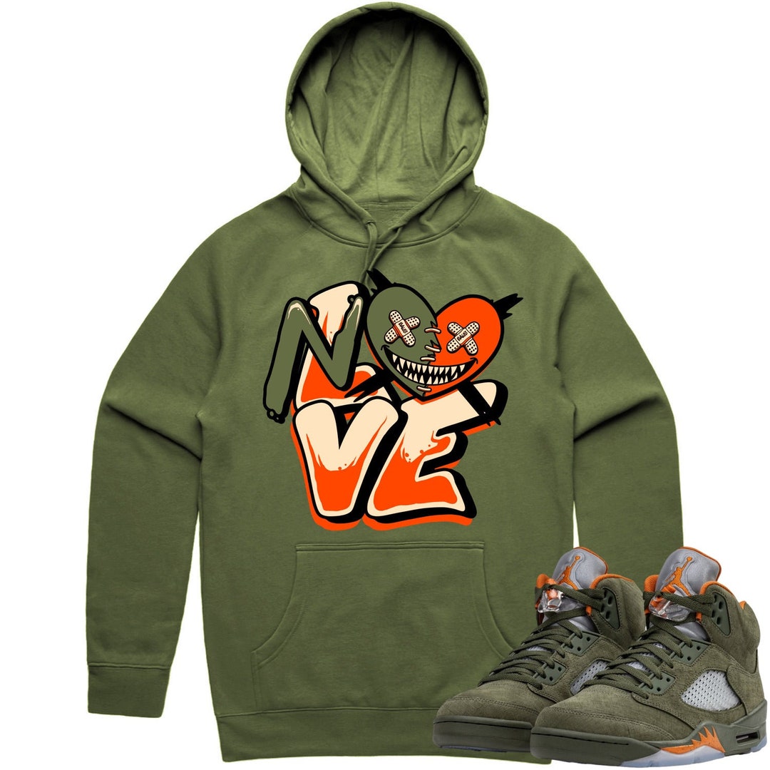 Jordan Retro 5 Olive 5s Hoodie to Match CELADON NO LOVE Baws - Etsy
