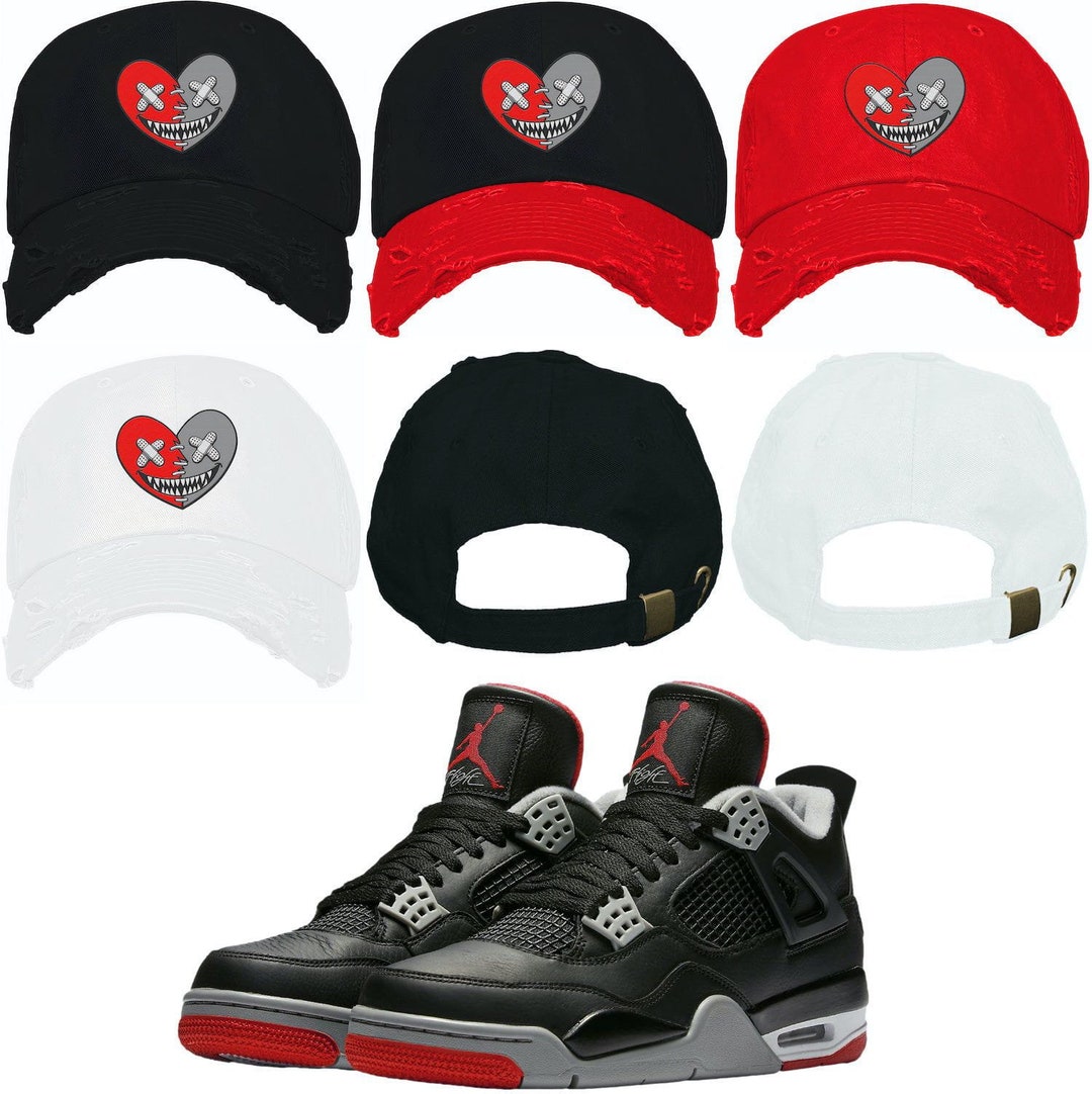 Jordan 4 Bred Reimagined 4s Dad Hat to Match RED HEART BAWS - Etsy