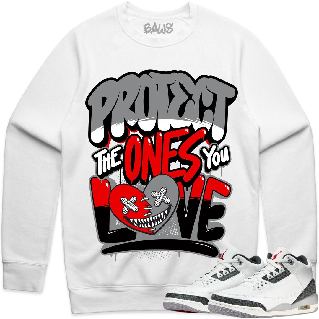 Jordan 3 Cement Grey 3s Crewneck Sweater to Match RED PTOYL BAWS - Etsy