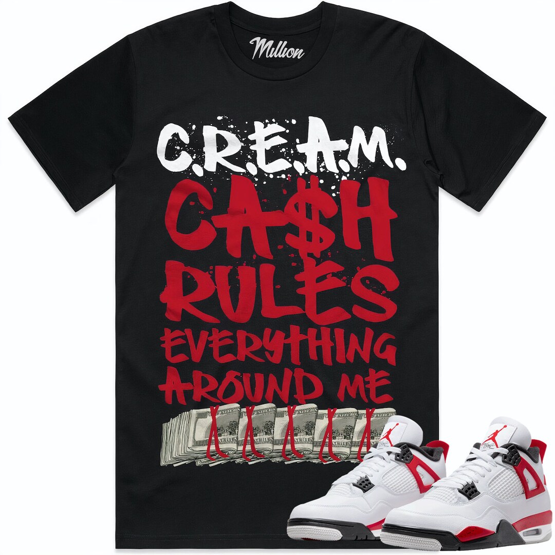 Red Cement 4s Shirt to Match Jordan 4 Red Cement 4s Sneaker Tees CREAM ...