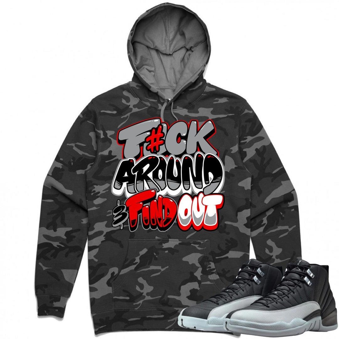 Wolf Grey 12s Camo Hoodie to Match Jordan 12 Baron Matching Hoodie Fck ...