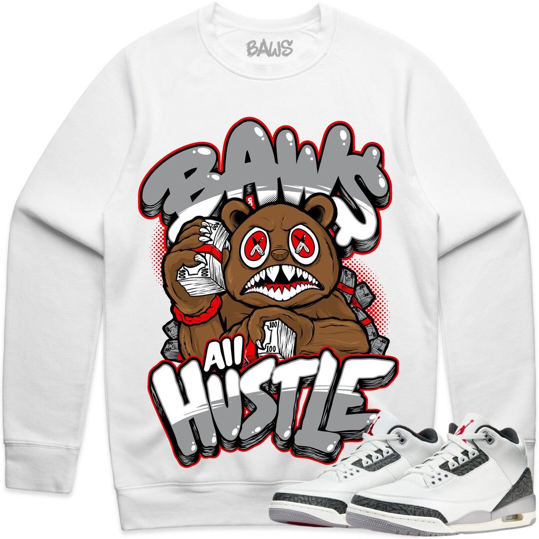 Jordan 3 Cement Grey 3s Sweater to Match Hustle Baws - Etsy