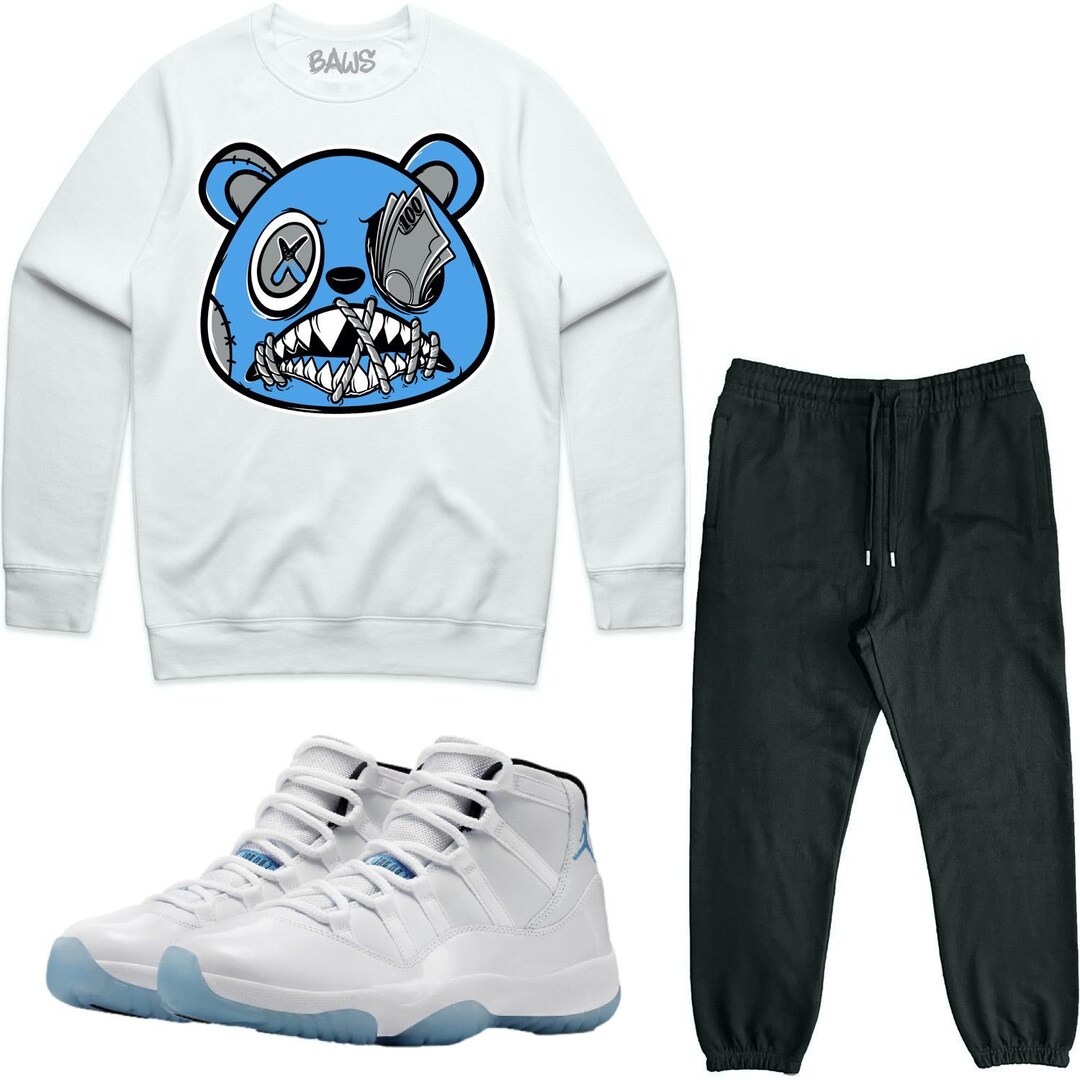 Jordan Legend Blue 11s Sneaker Outfit Sweater & Jogger Sweat Suit Money ...