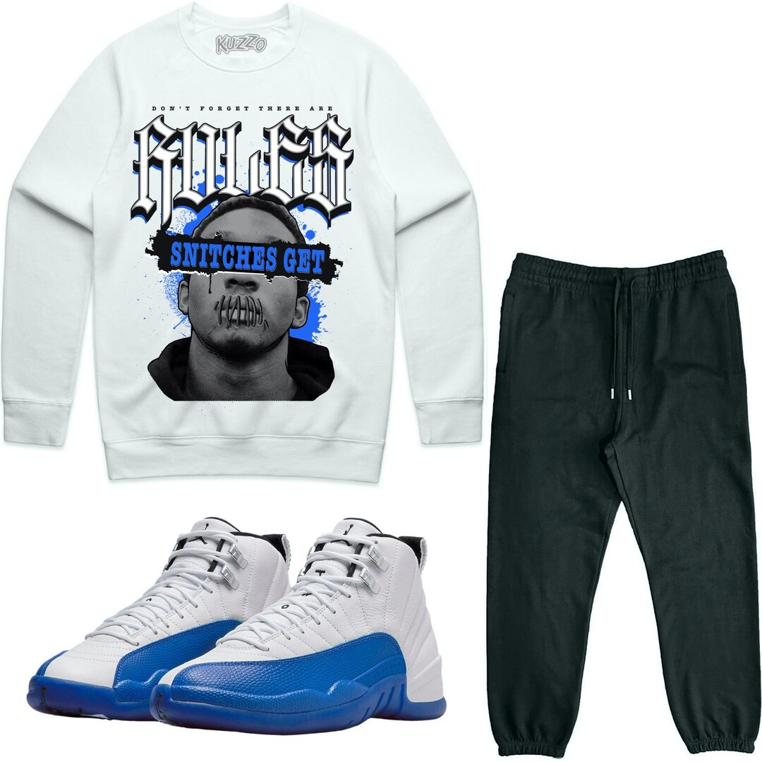 Blueberry 12s Sneaker Outfit Jordan Match Sweater & Jogger Sweat Suit ...