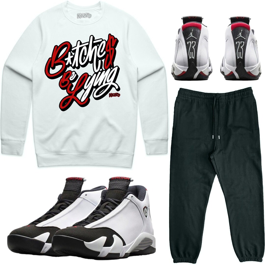 Black Toe 14s Sneaker Outfit Sweater & Jogger Sweat Suit BBL - Etsy