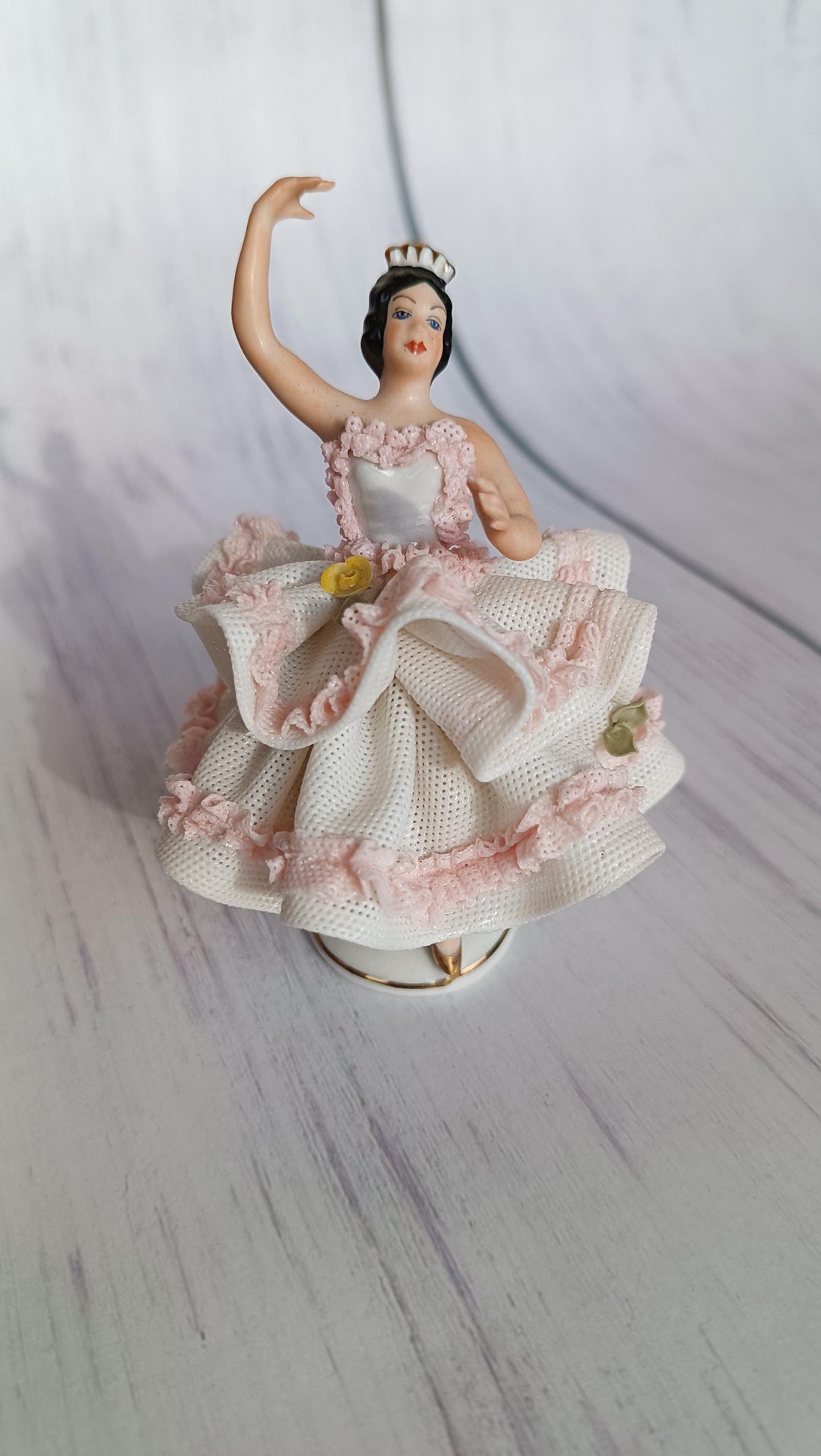 Vintage Hand Painted Pristine German Dresden Ballerina Figurine ...