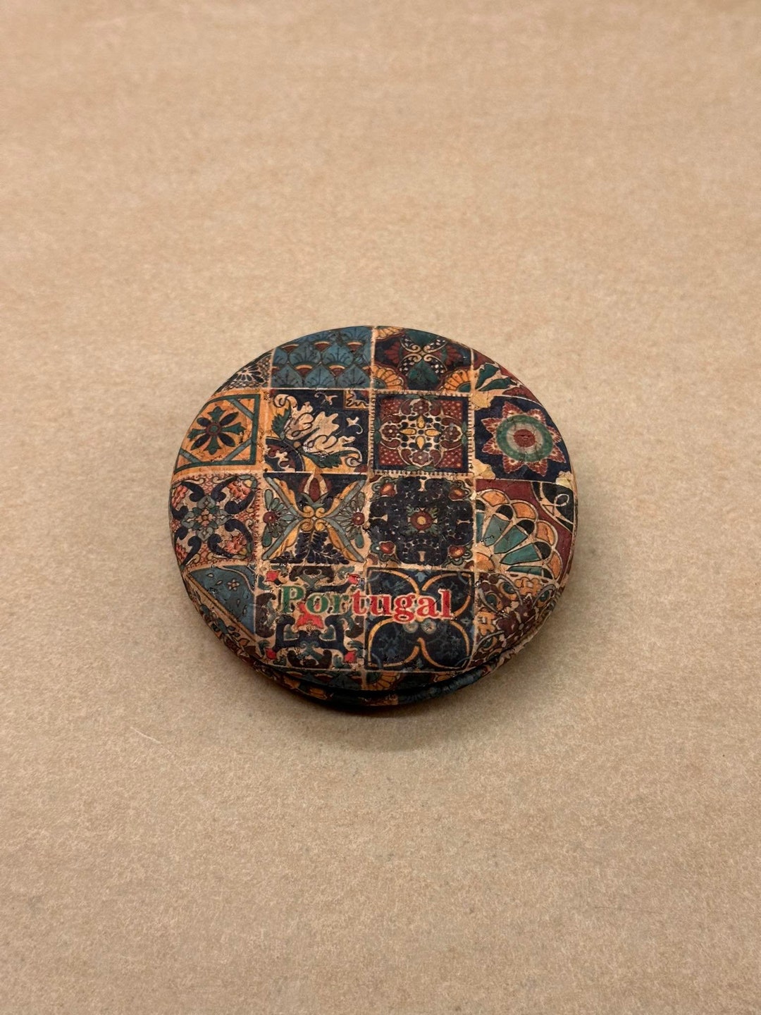 Cork Pocket Mirror - Elegant Vegan Compact for Women - Portuguese Tile ...
