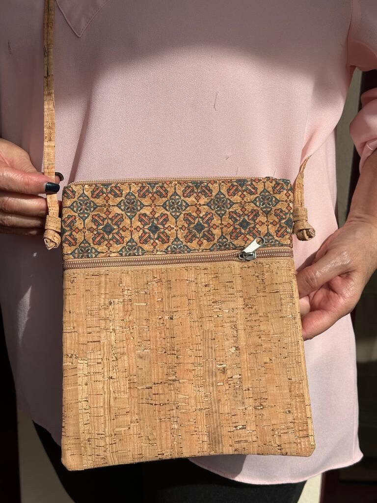 Cork Crossbody Purse, Vegan, Blue Tile, Eco Friendly, Portuguese Travel ...