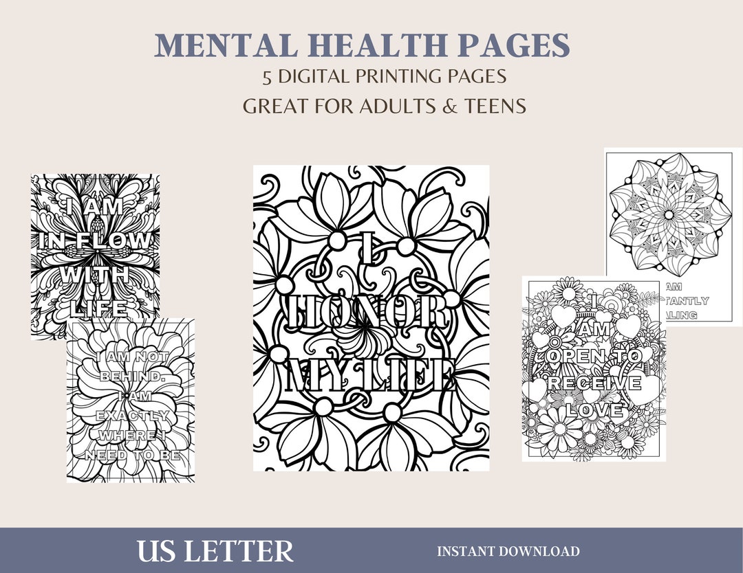 Anxiety Relief Coloring Pages for Adults| Motivational Printable Pages ...