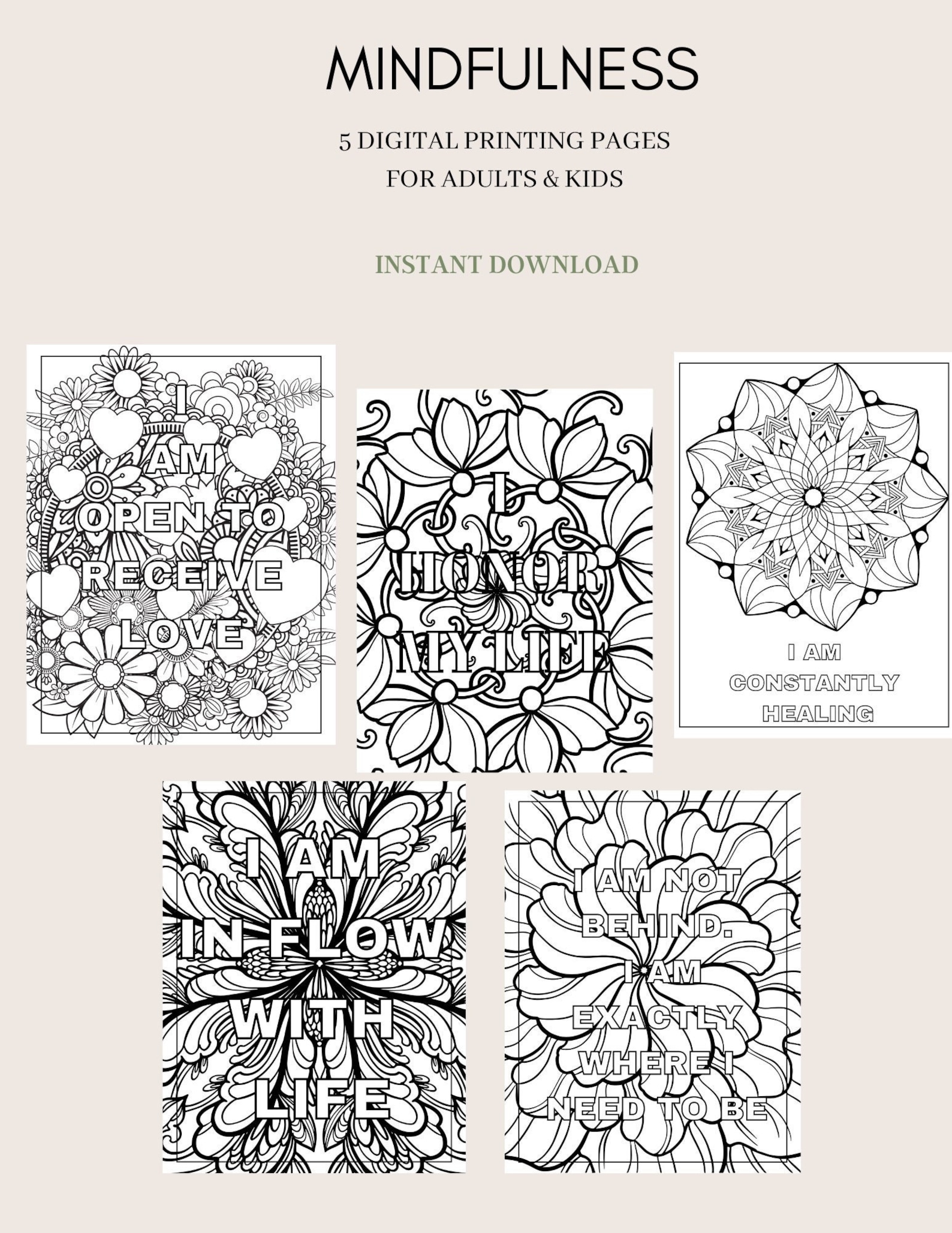 Anxiety Relief Coloring Pages for Adults| Motivational Printable Pages ...