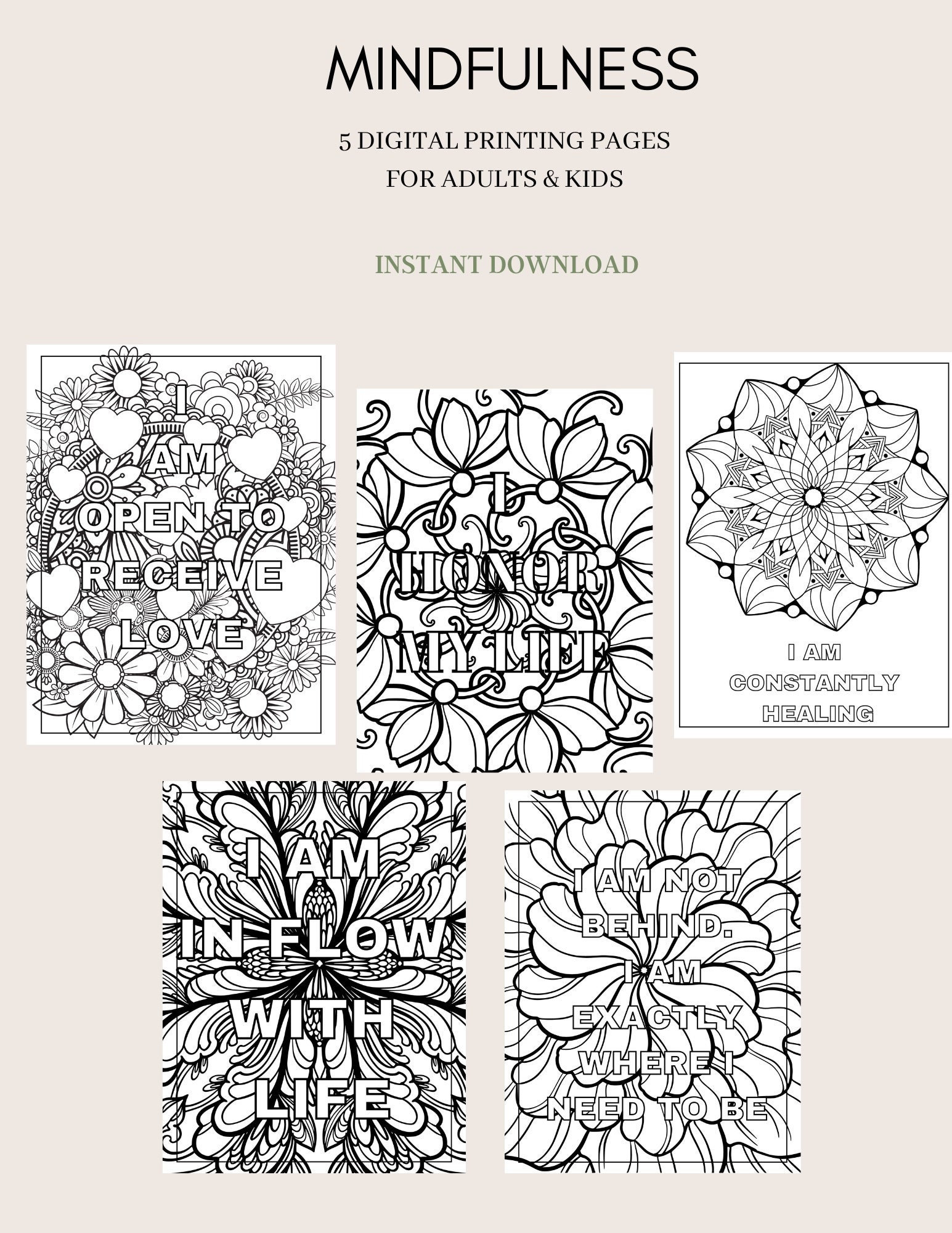 Anxiety Relief Coloring Pages for Adults| Motivational Printable Pages ...