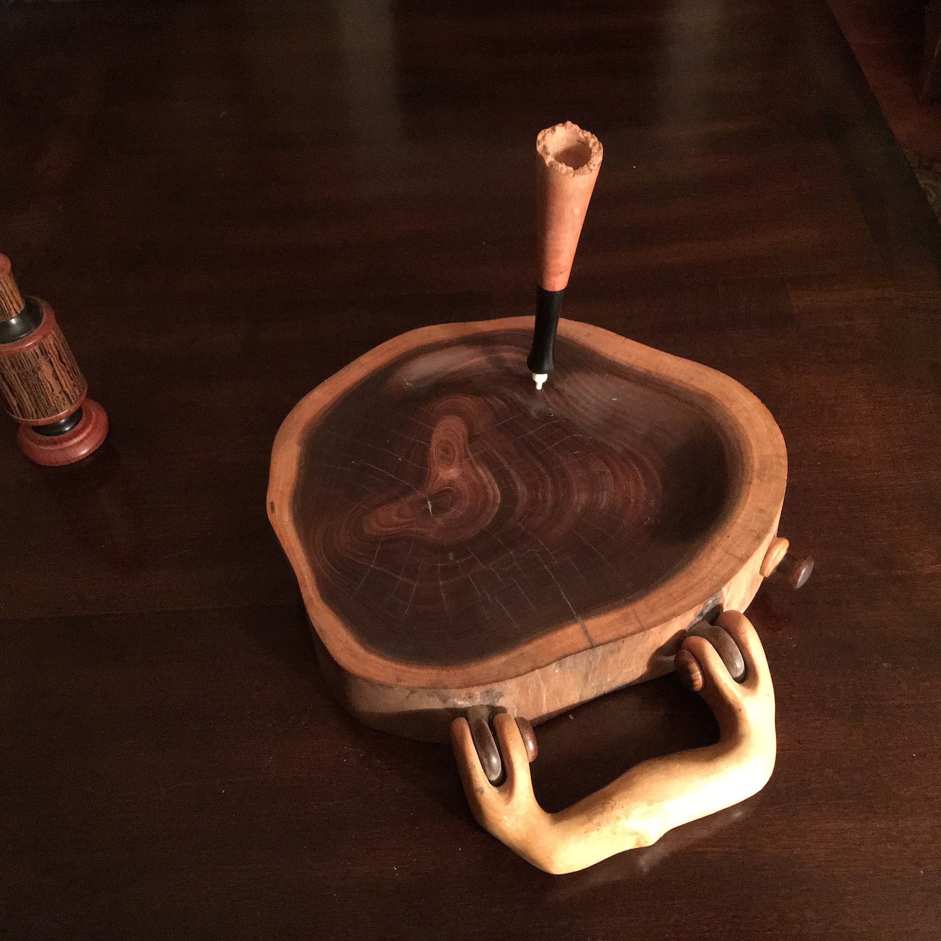 Custom Portable Tray From Rare Piece of Lignum Vitae and Bookwood, With ...