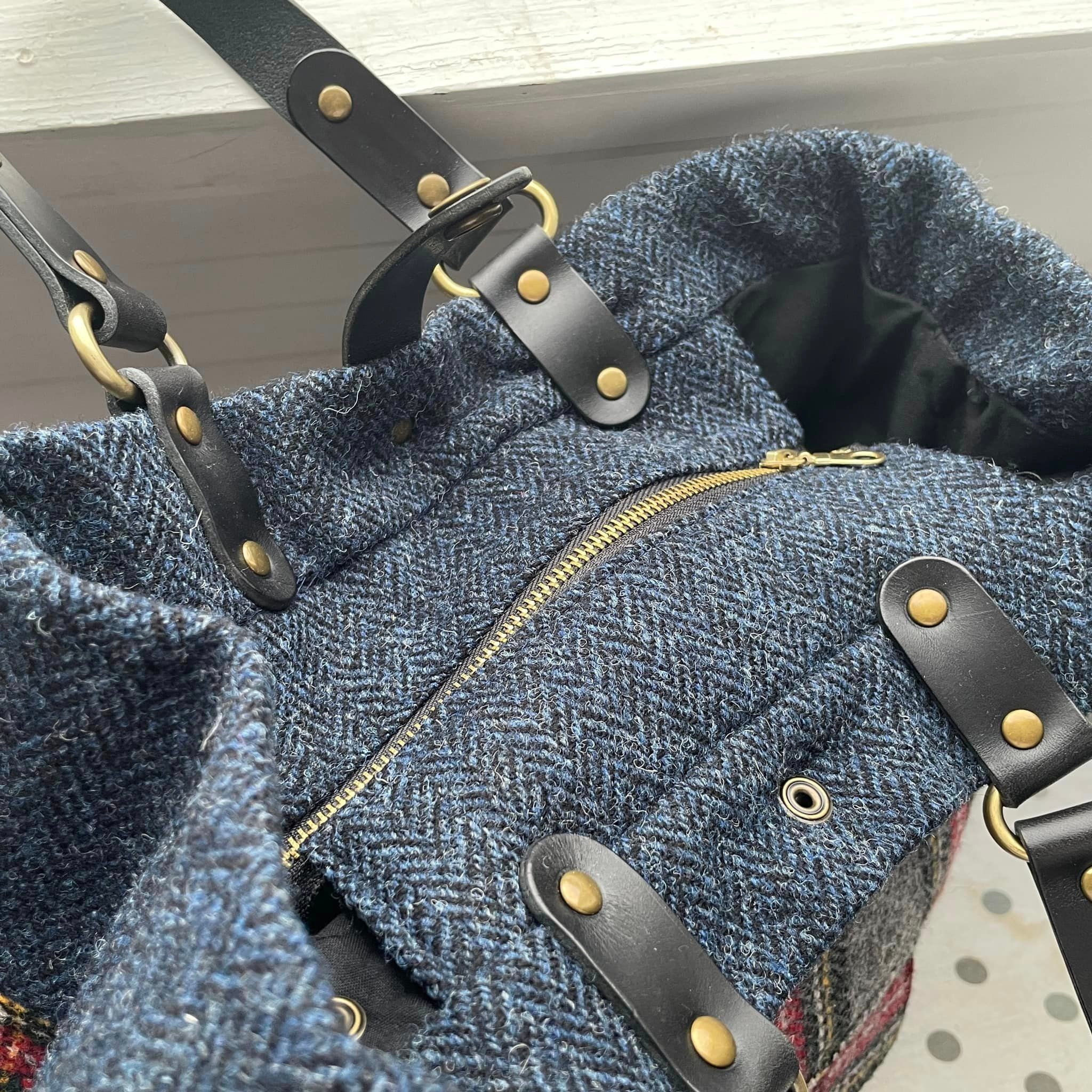 Harris Tweed Tartan Backpack With Italian Leather Handles and Buckles ...