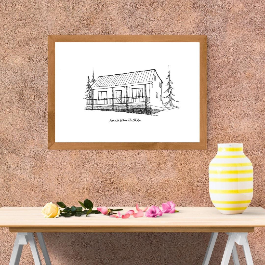 Mountain Cabin Pen Drawing – Westcliffe Colorado Landscape (printable ...