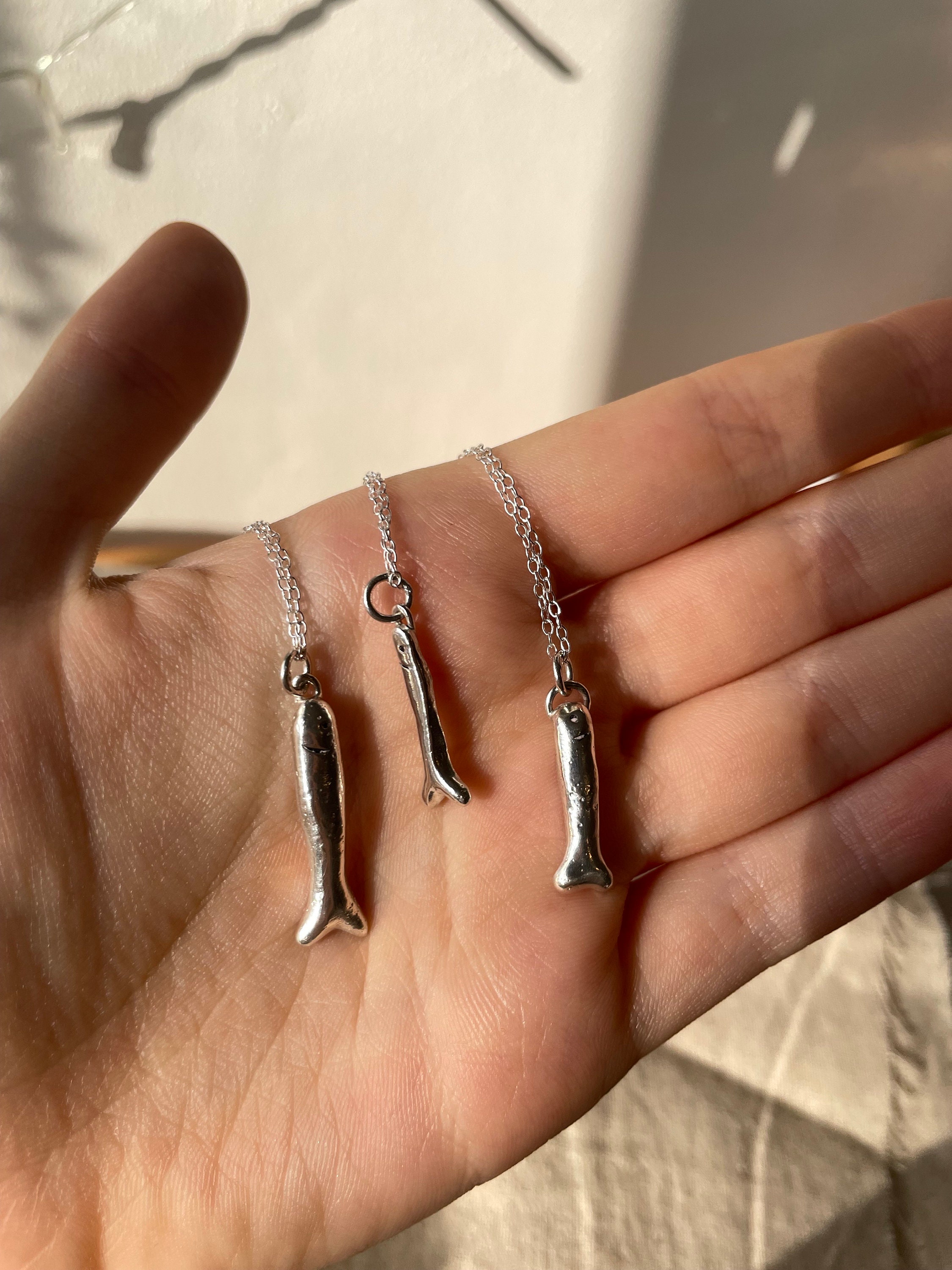 Handmade Sterling Silver Fish Necklace , 18 Necklace, One of a Kind ...