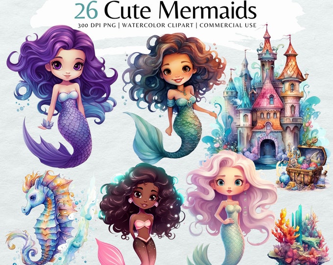 Mermaids, Digital Clip Art Set - Etsy