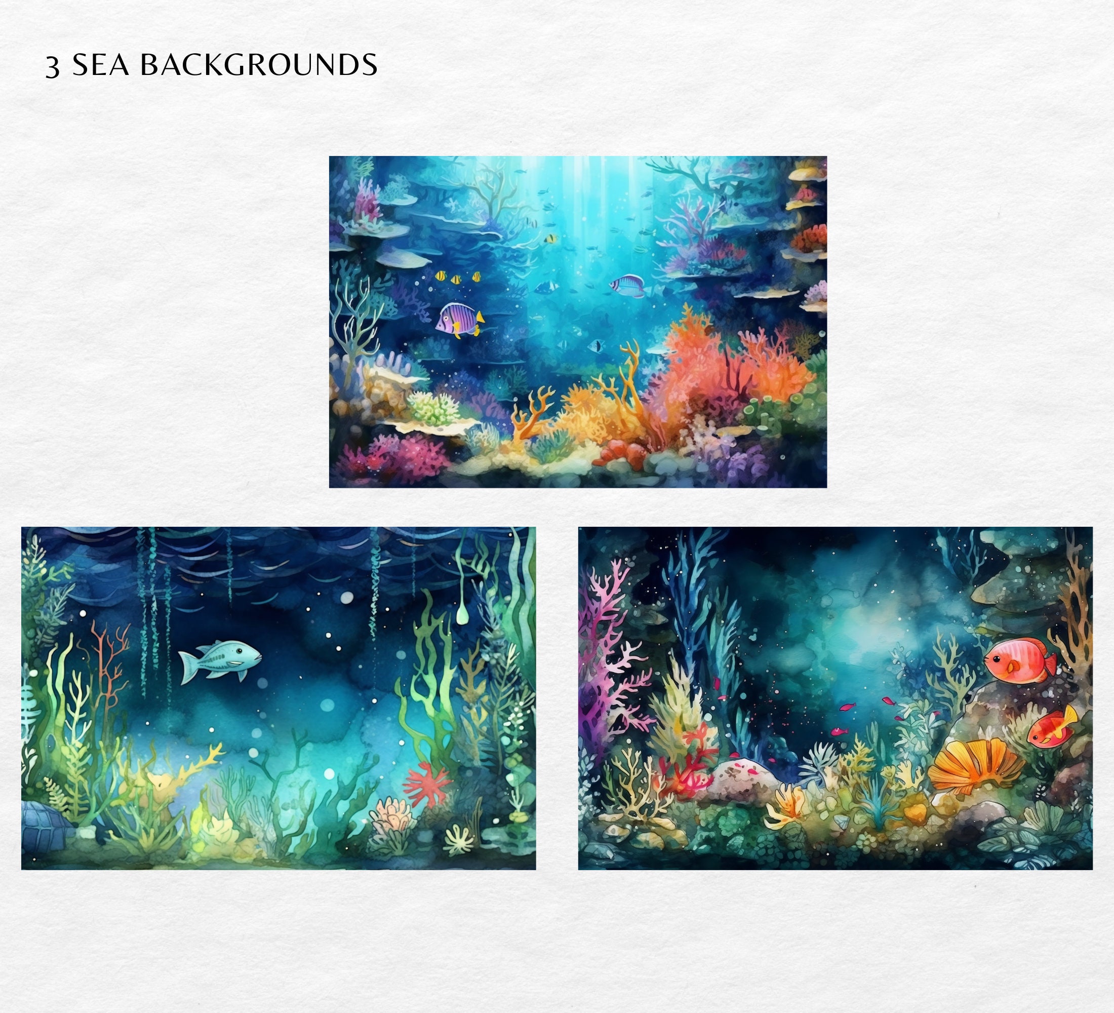 Octopus Watercolor Clip Art Bundle Under the Sea Animals - Etsy