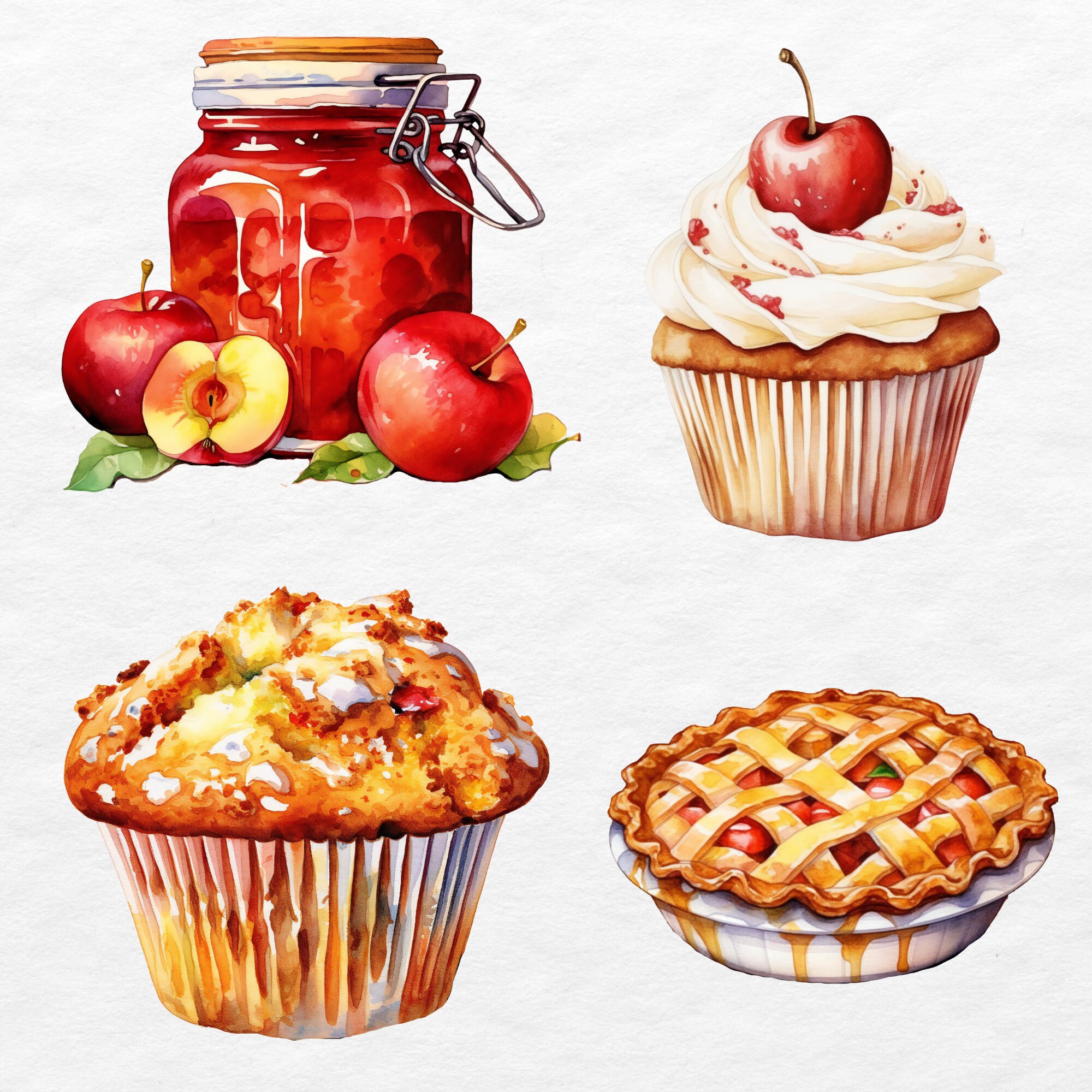 Apple Watercolor Clipart Bundle: 26 PNG Images (commercial Use) - Etsy