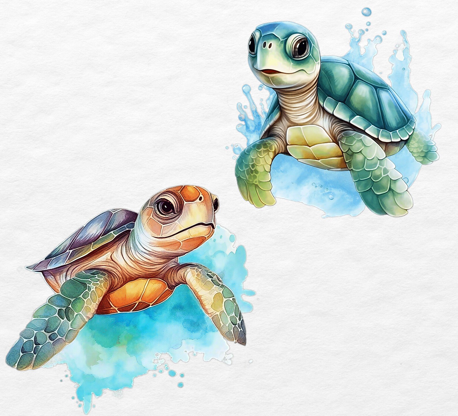 Sea Turtles Watercolor Clip Art Bundle Sea Animals Clipart Png Sea Life ...