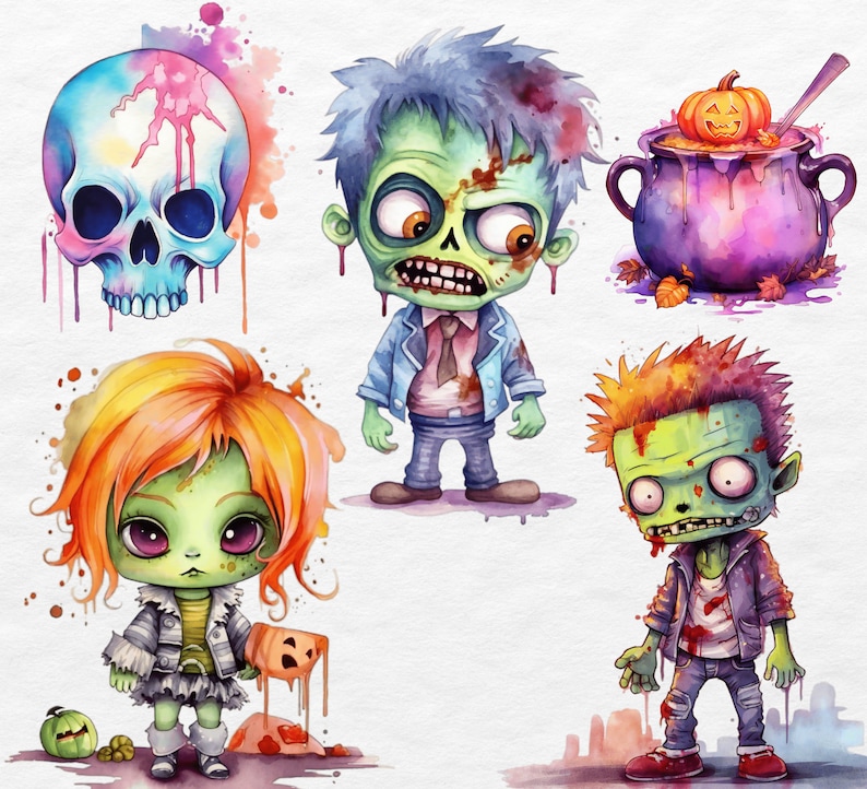 Halloween Clipart | Cute Halloween Pumpkin Watercolor Png | Cat, Skull ...