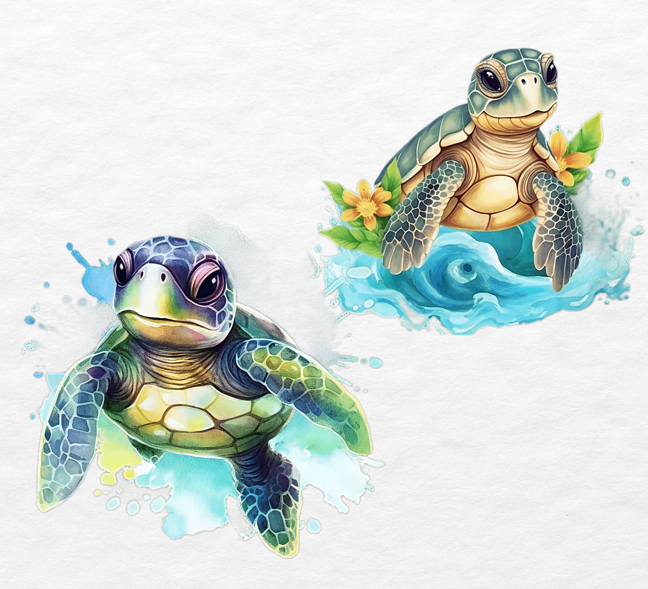 Sea Turtles Watercolor Clip Art Bundle Sea Animals Clipart - Etsy