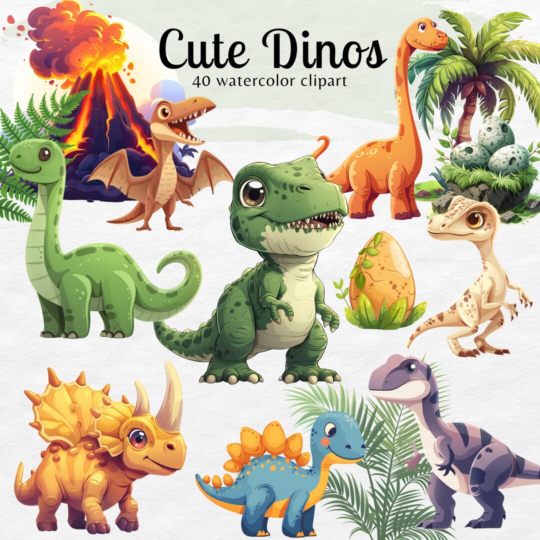 Cute Dinosaur Clipart Watercolor | Boho, Baby, Dino Png| Commercial Use ...