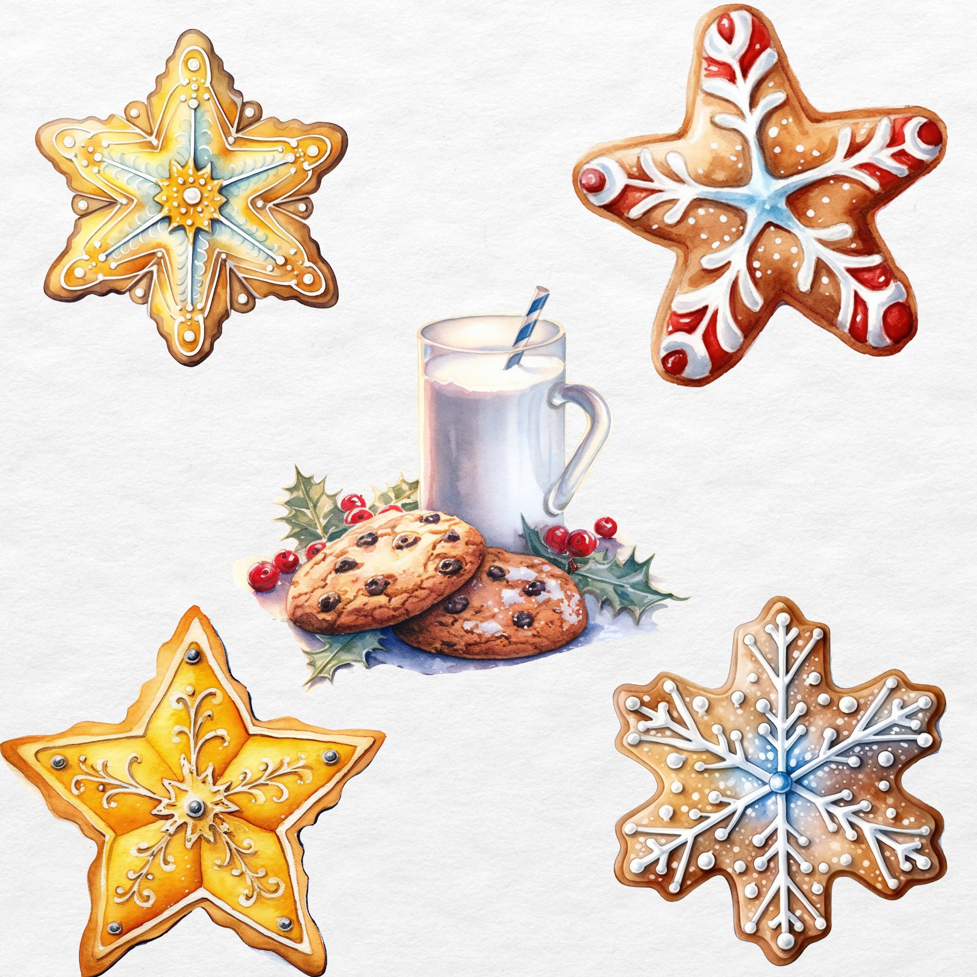 Christmas Cookies Clipart Bundle Png Christmas Clipart - Etsy