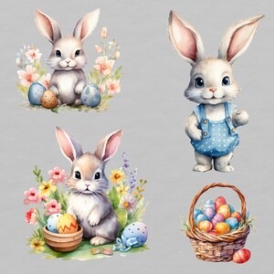 Cute Easter Bunny Clipart | Pastel Watercolor Spring Bunnies | Digital ...