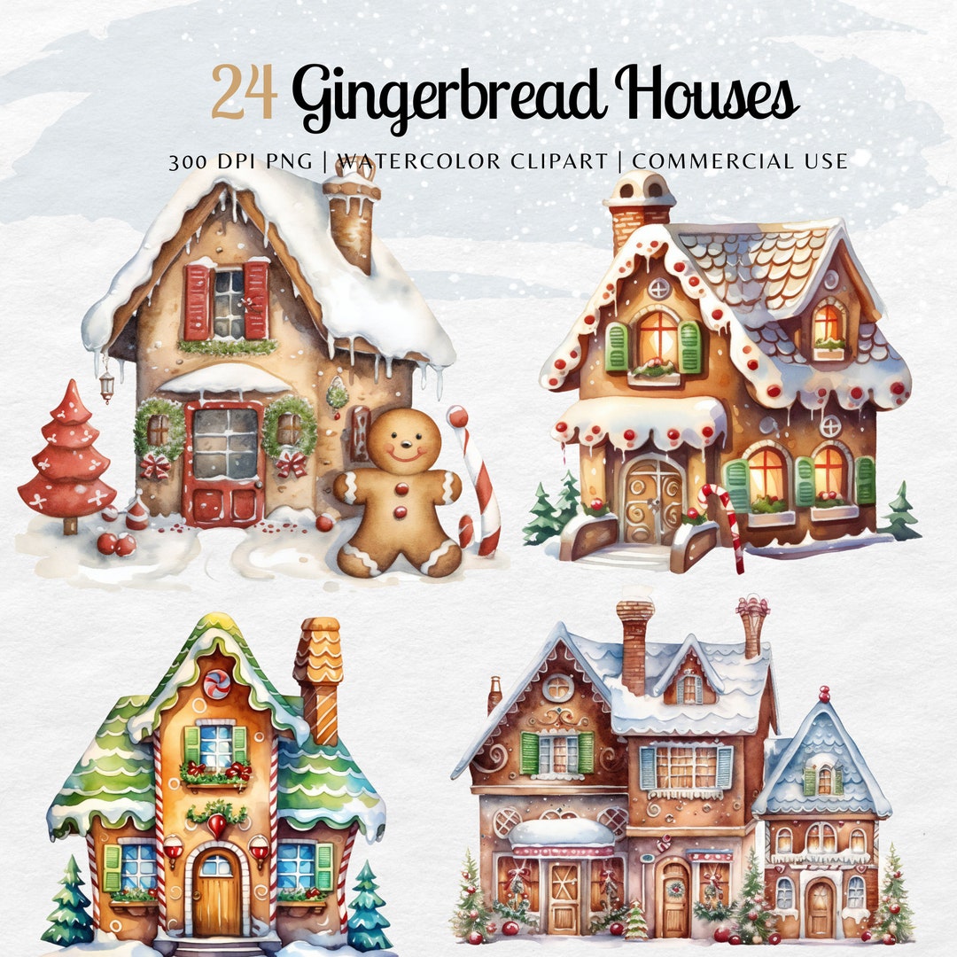 Gingerbread Houses Clipart Bundle Png, Christmas Clipart, Digital ...