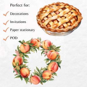 Peach Watercolor Clipart Bundle: Fruit Tree, Wreath, PNG (commercial ...