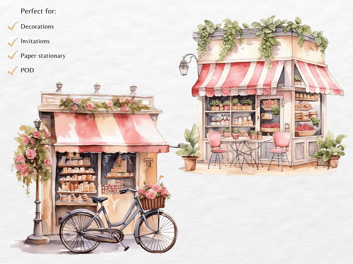 French Cafe Watercolor Clipart Bundle Paris Girl Clipart Png - Etsy