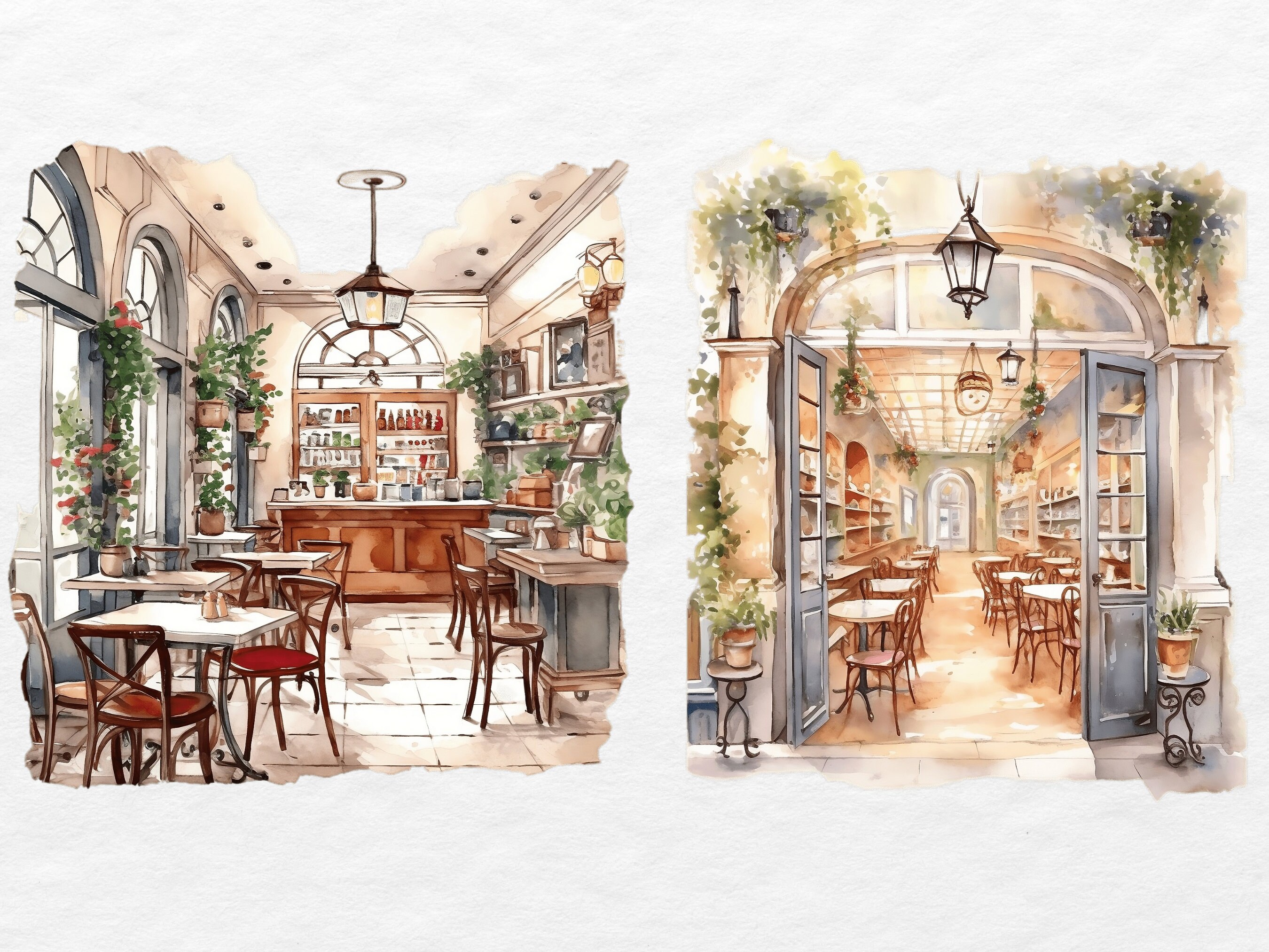 French Cafe Watercolor Clipart Bundle Paris Girl Clipart Png - Etsy