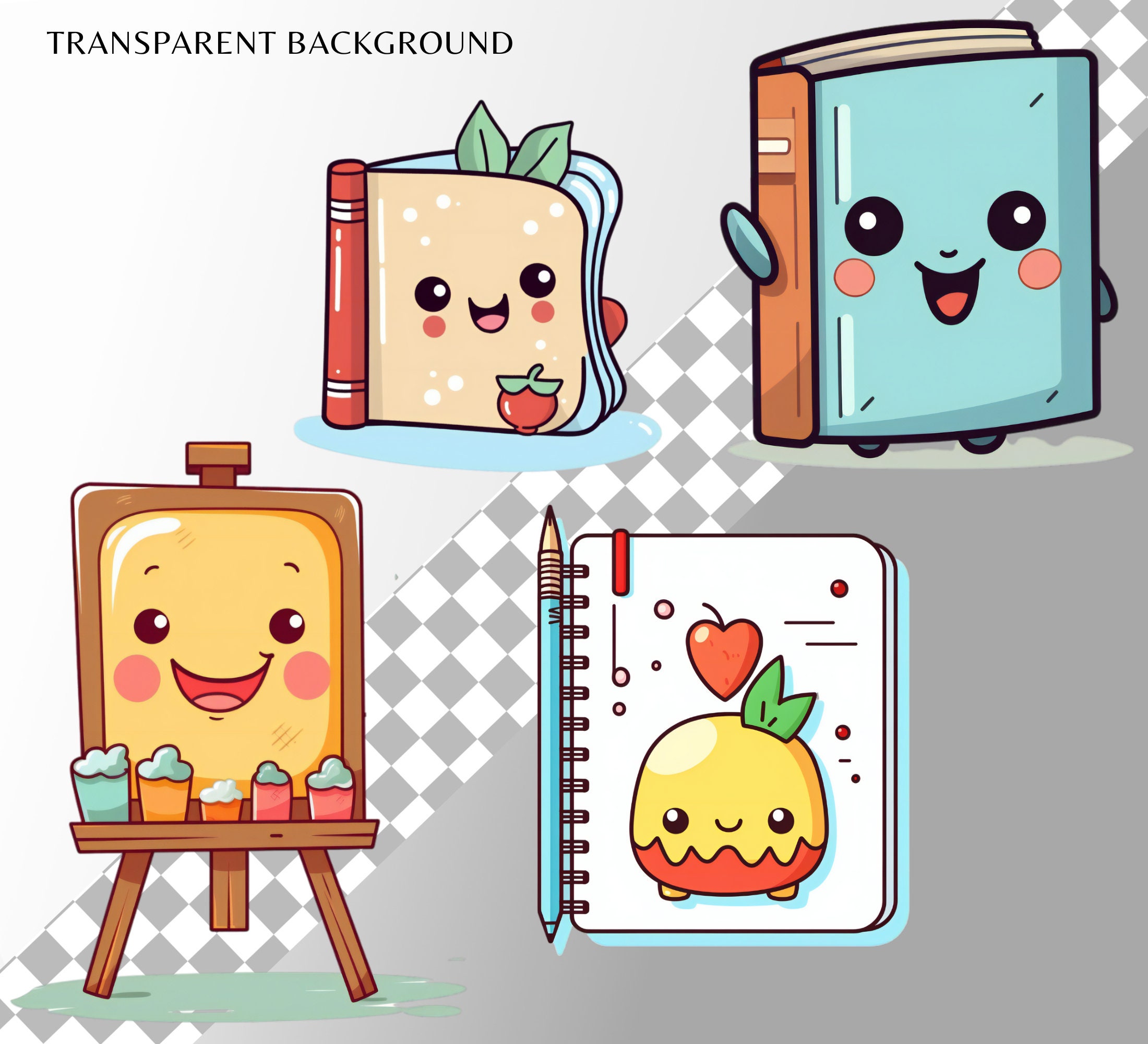 Kawaii School Clipart Cute Back to School Png Teacher - Etsy Canada