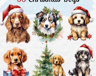 Christmas Dogs Clipart Png, Cozy Christmas Clipart, Digital Download ...
