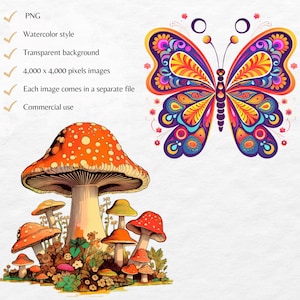 70s Retro Clipart Bundle | Vintage Groovy Clipart Png | Boho Hippie ...