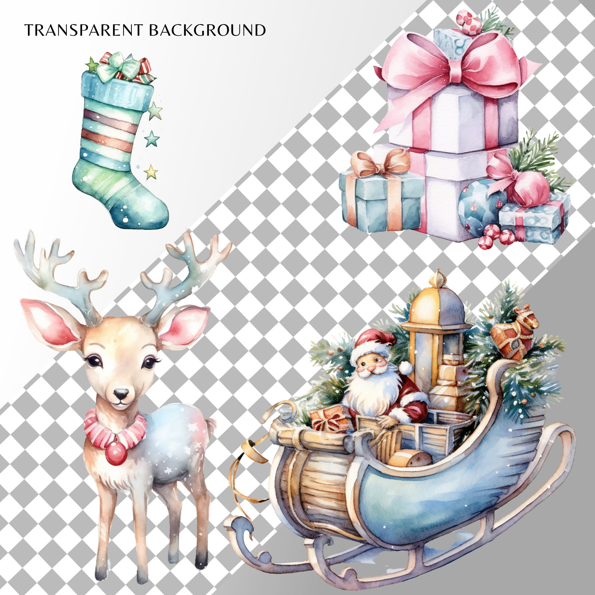 Pastel Christmas Clipart Bundle Png, Cozy Christmas Clipart, Digital ...