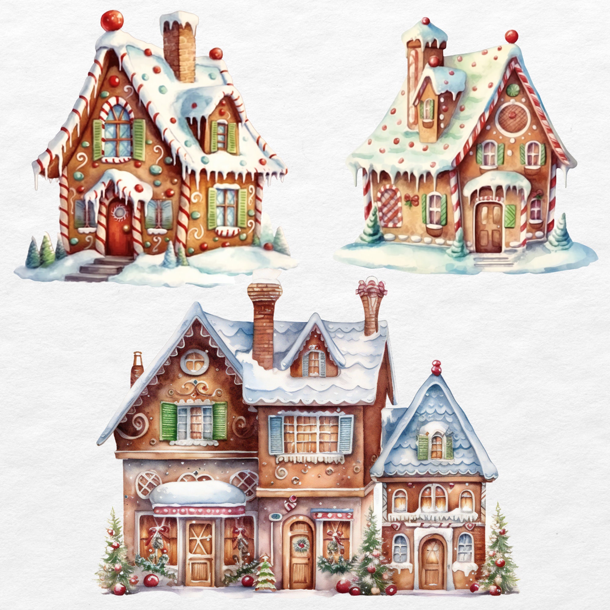 Gingerbread Houses Clipart Bundle Png Christmas Clipart - Etsy