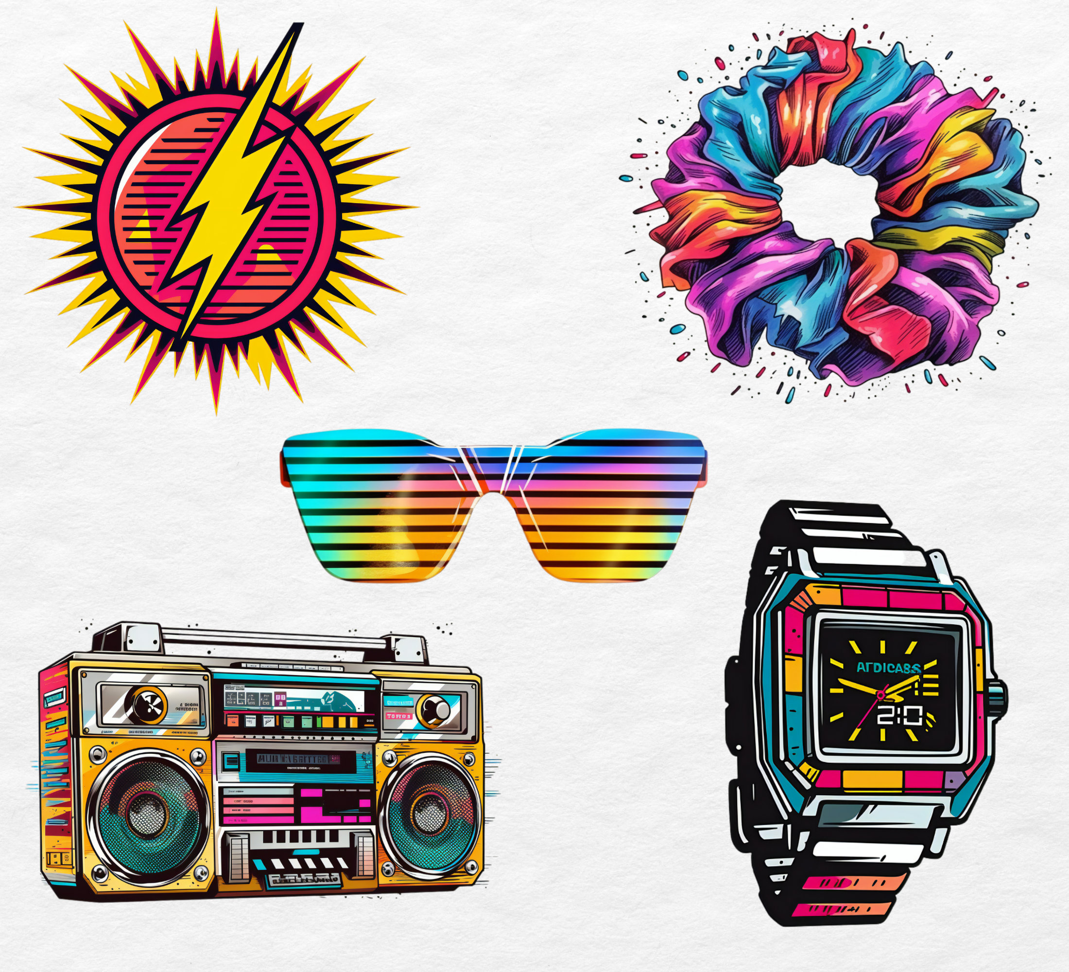 80s Retro Clipart Bundle Vintage 80s Clipart Png Neon - Etsy Australia