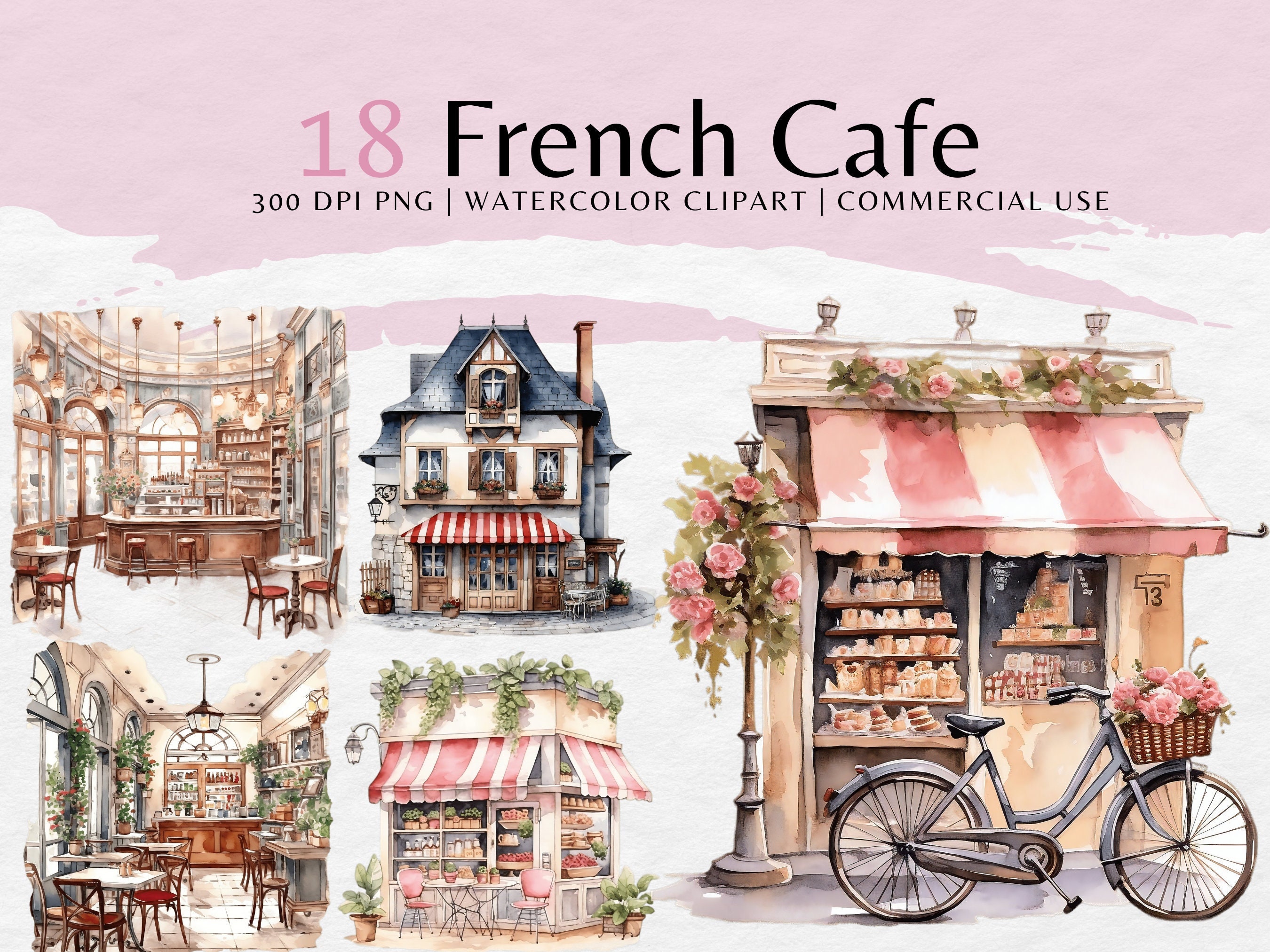 French Cafe Watercolor Clipart Bundle Paris Girl Clipart Png - Etsy