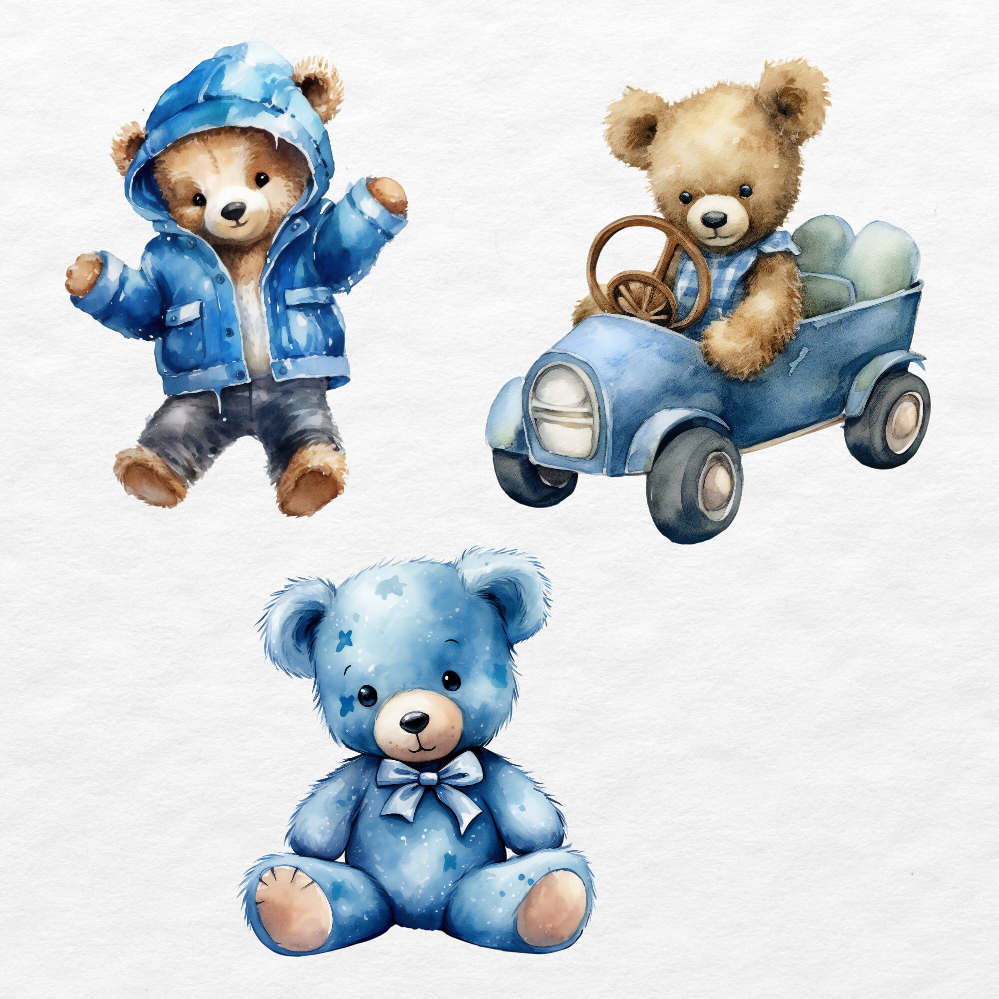 Blue Teddy Bear Clipart, Digital Download Commercial Use Baby Shower ...