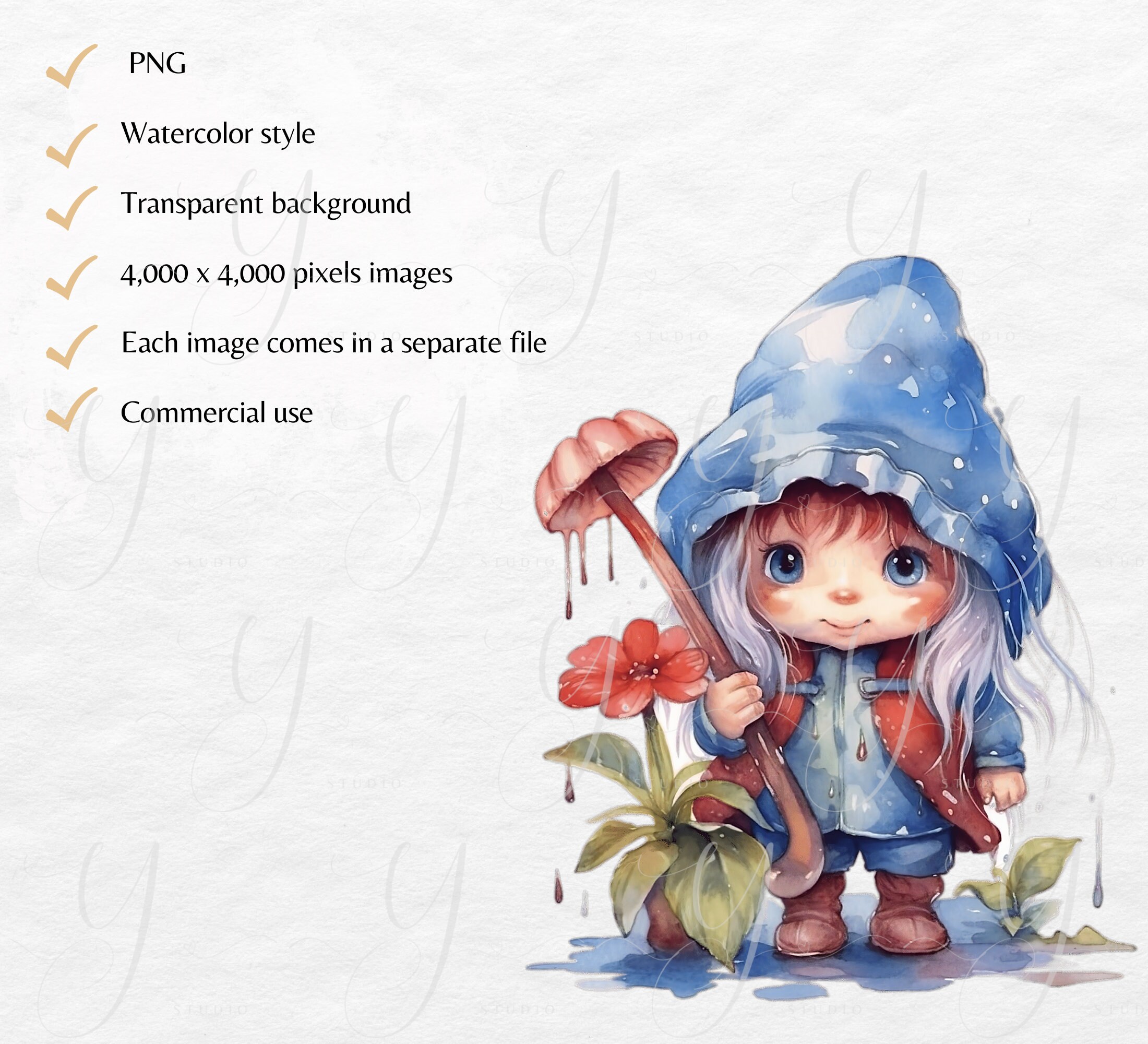 Garden Gnomes Clipart Watercolor Bundle Whimsical Fantasy - Etsy