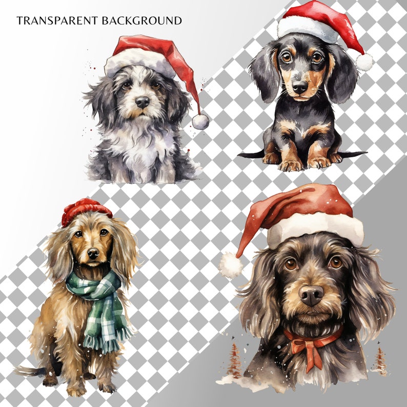 Watercolor Christmas Dogs Clipart Bundle: Santa Pups (digital Download ...