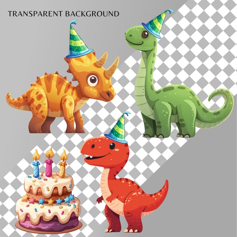 Cute Dinosaur Birthday Clipart Watercolor Boho, Baby, Dino Png ...