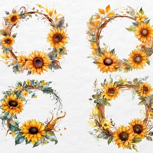 Sunflower Watercolor Clip Art Bundle | PNG Floral Bouquets | Bee ...
