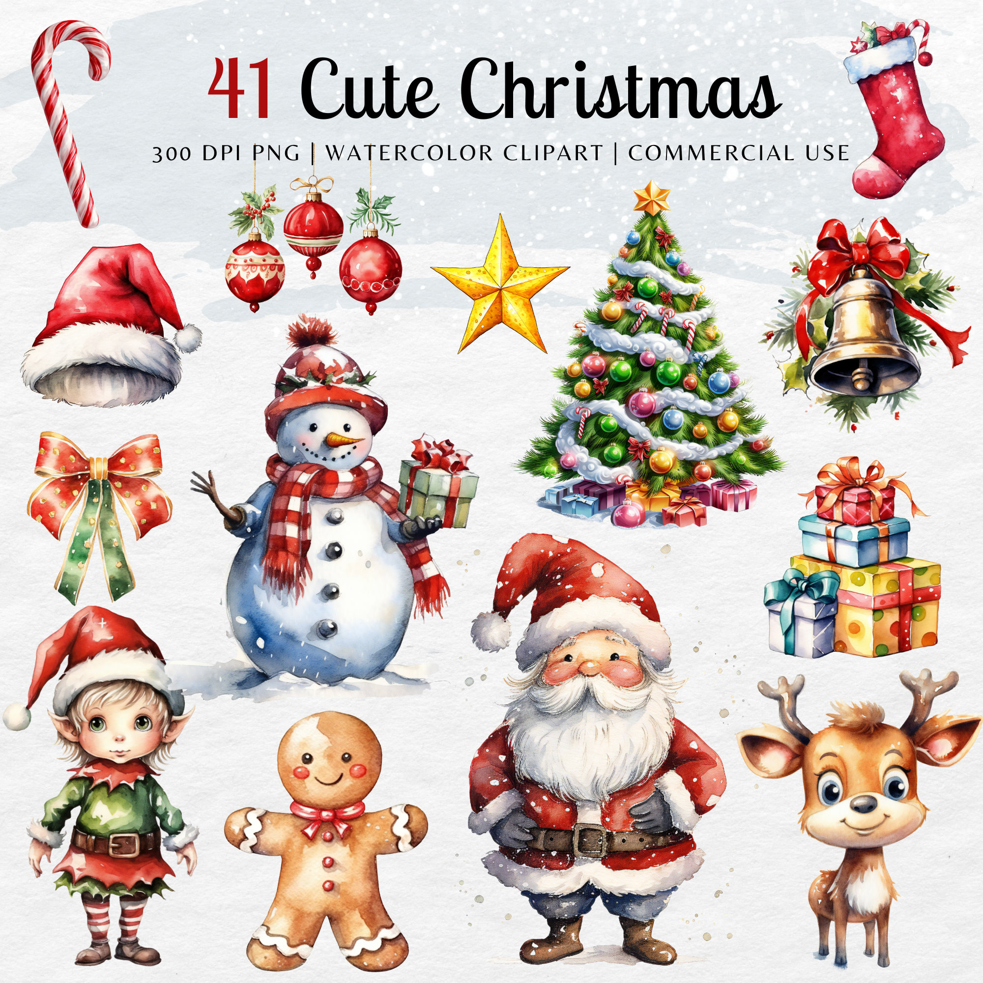 Cute Christmas Clipart Bundle Png, Cozy Christmas Clipart, Digital ...