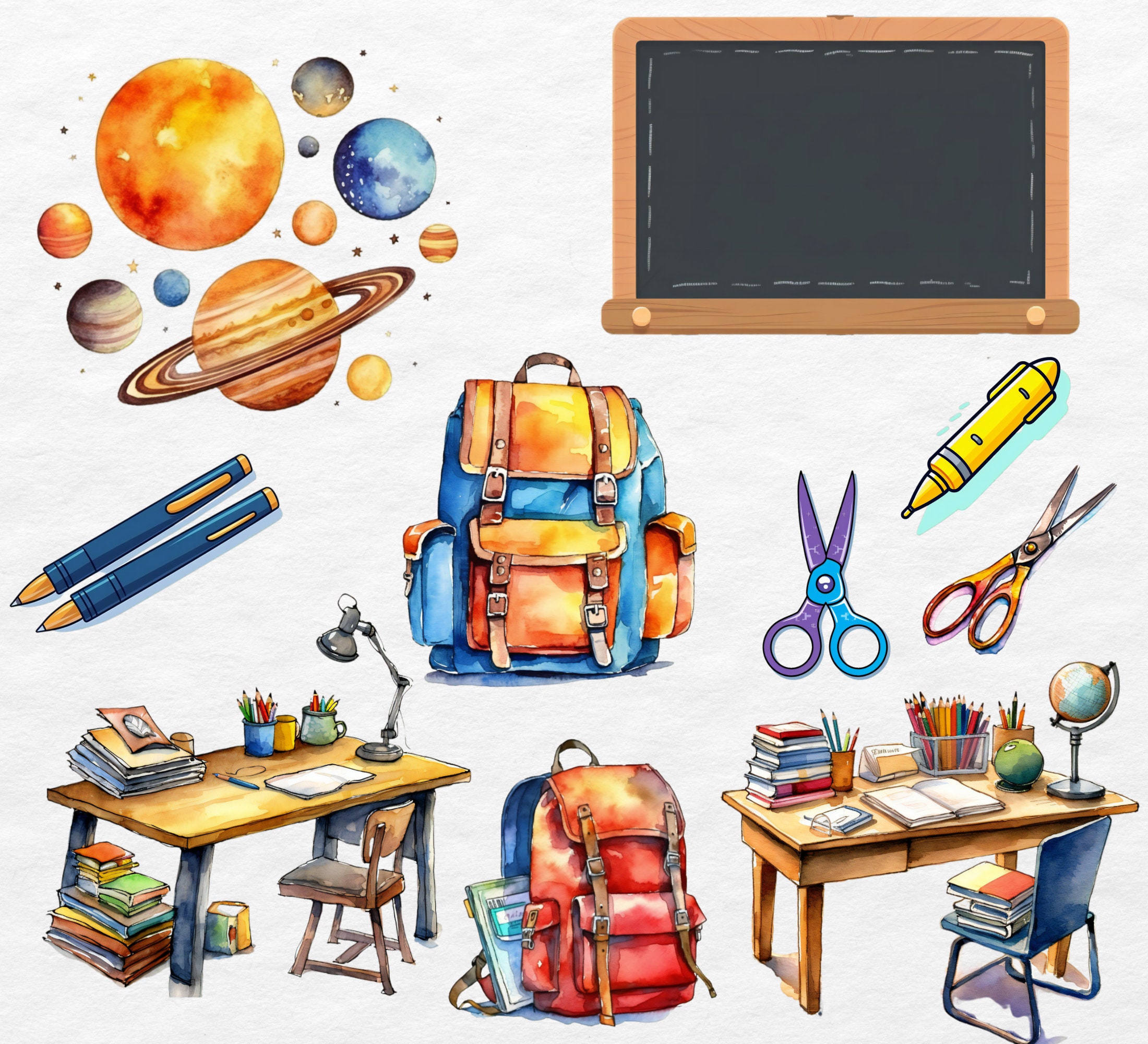 Watercolor School Clipart Back to School Png Teacher - Etsy Canada