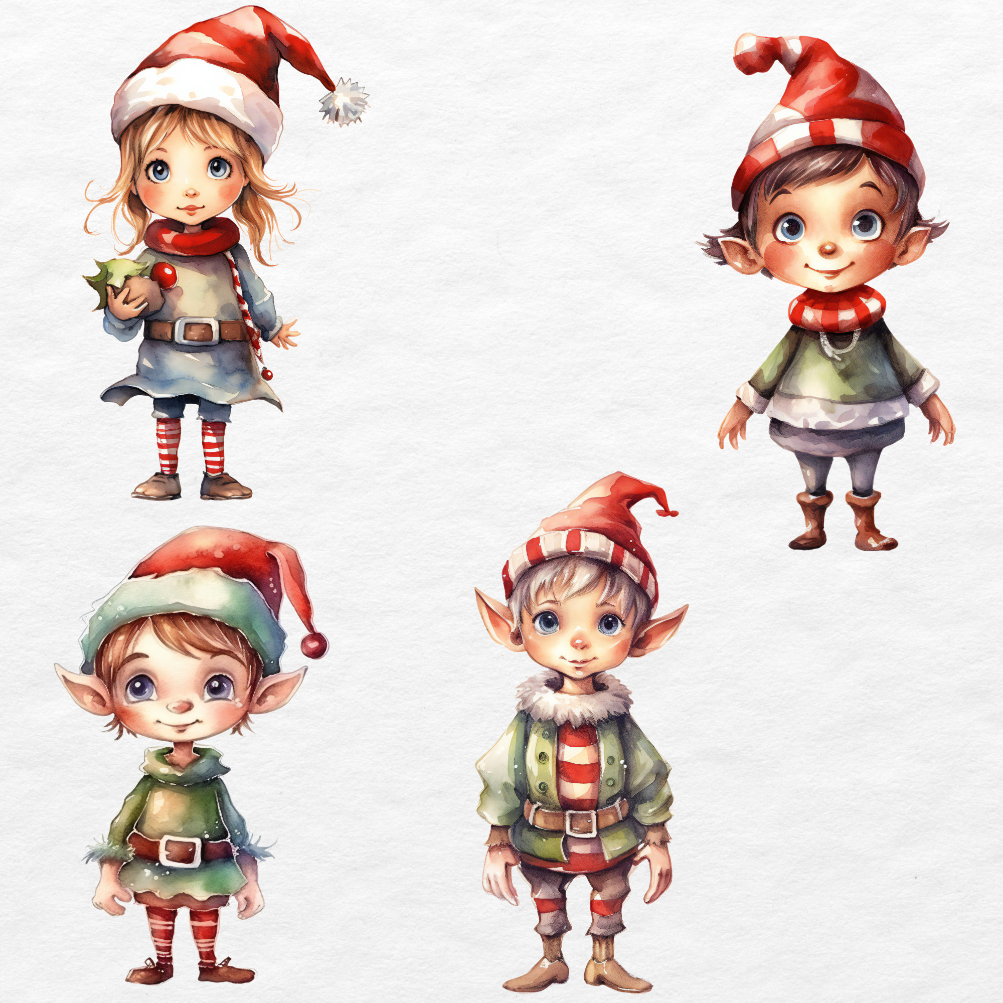 Christmas Elf Watercolor Clipart | 26 PNG Images (commercial Use) - Etsy