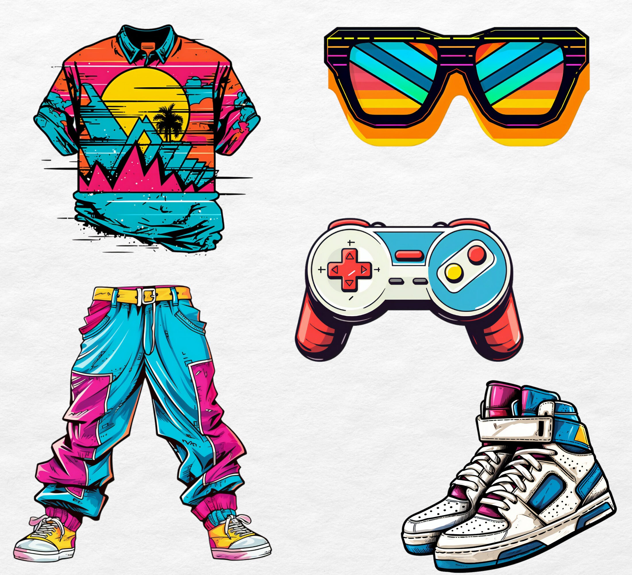 80s Retro Clipart Bundle Vintage 80s Clipart Png Neon - Etsy Australia