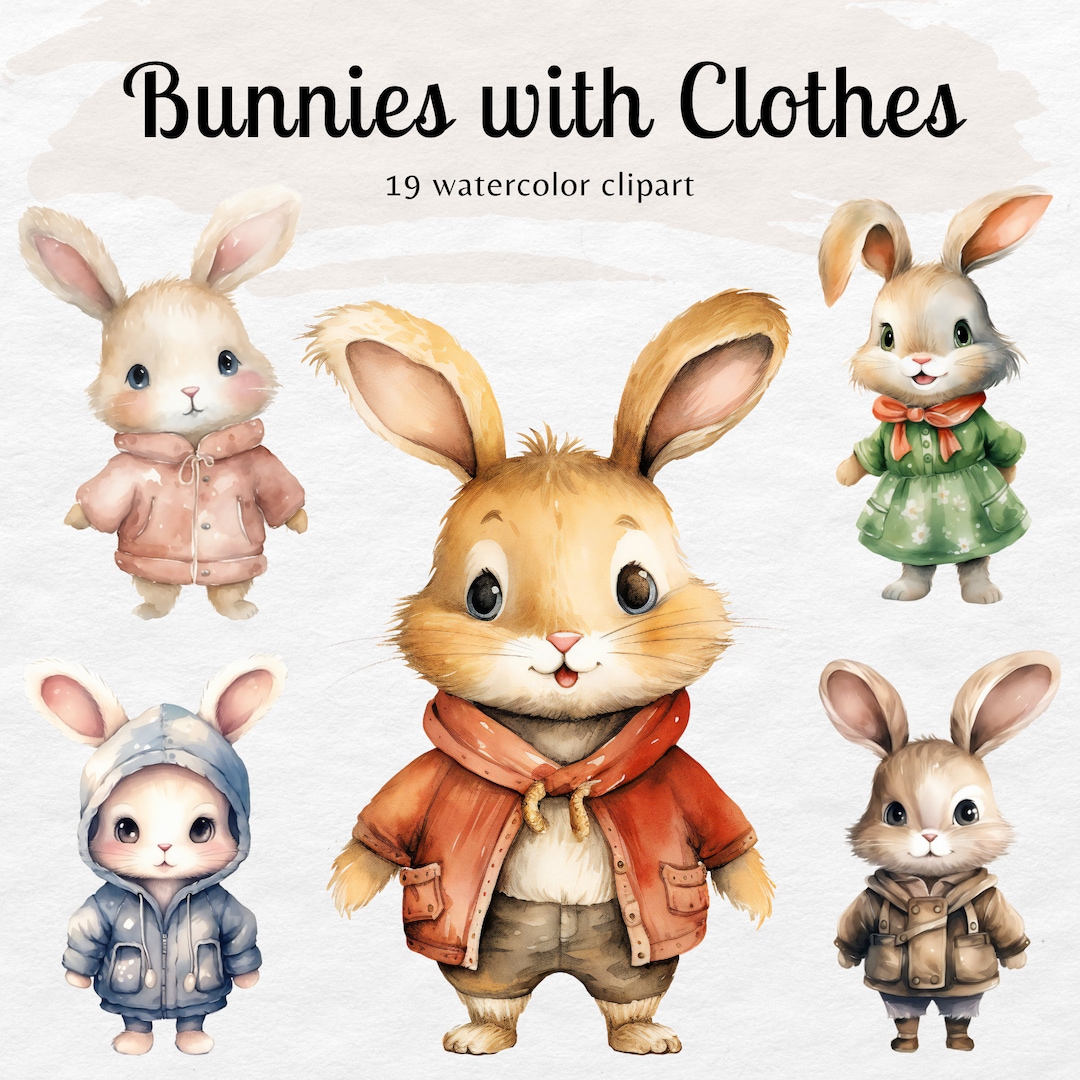 Cute Rabbit Clipart | Pastel Watercolor Bunny Clip Art | Digital ...